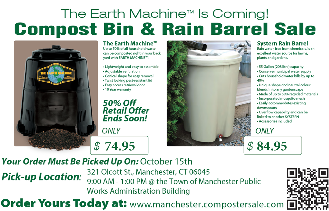 Compost Bin and Rain Barrel Sale! Town of Manchester