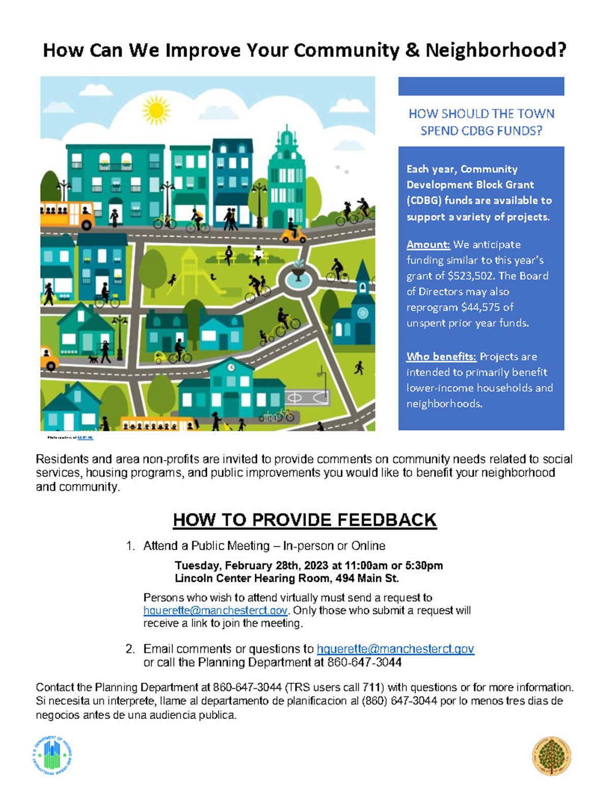 Community Development Block Grant (CDBG) funding Town of Manchester